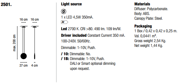 Подвесной светильник Vibia Cosmos 2501 — в интернет-магазине ХРОМ